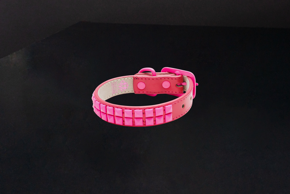Pink Leather Dog Collar With Pink Studs – Mutt Couture